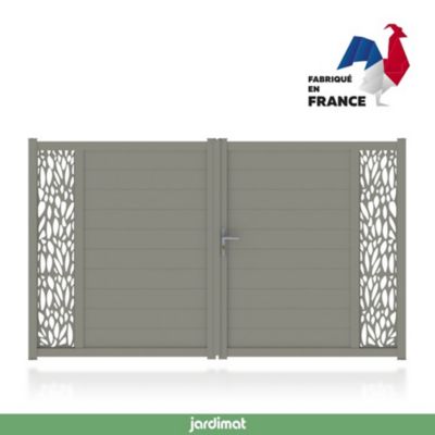 Portail Jardimat aluminium Neva 3 gris 7039 - 300 x h.180 cm | Castorama
