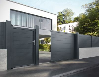 Portail motorisé coulissant Jardimat Alpes Gris anthracite RAL 7016 ...