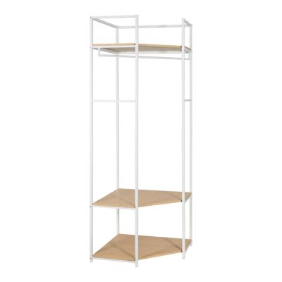 Portant à vêtements d'angle en bois et métal blanc 3 étagères et 1 ...