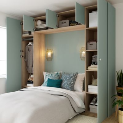 Porte battante bleu aqua GoodHome Atomia H. 37,2 x L. 37,2 cm