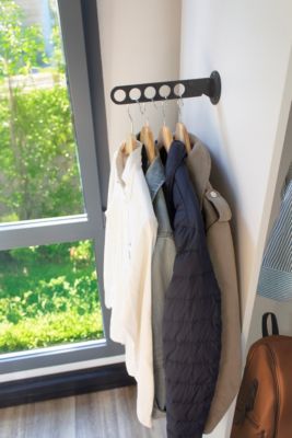 Porte cintre mural noir rabattable 5 trous Box & Beyond | Castorama