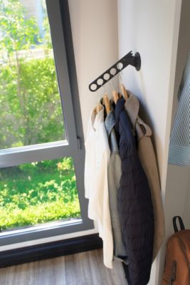 Porte cintre mural noir rabattable 5 trous Box & Beyond