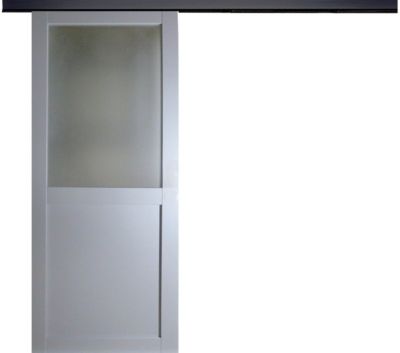 Porte Coulissante Athena Ral7035 Vitrée H204 X L83 + Rail Alu Bandeau ...