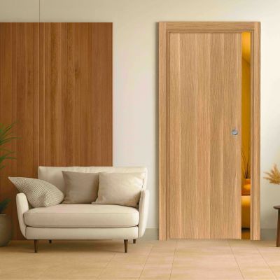 Porte coulissante cloison Matild 83 cm avec cuvette ronde chromée ...