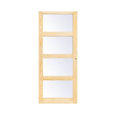 Porte coulissante Connemara pin vitrée H.204 x l.83 cm