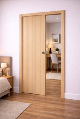 Porte Coulissante Décor Chêne Naturel Honey Oak H204 X L93 Cm ...