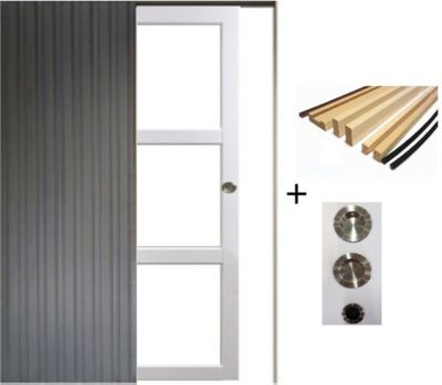 Porte Coulissante Kenya Blanc Vitrage Transparent H204 X L83 Cm ...