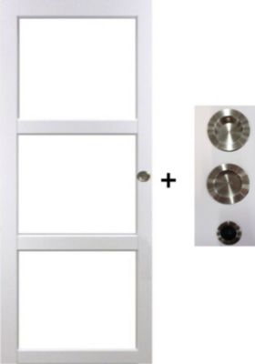 Porte Coulissante Kenya Blanc Vitrage Transparent H204 X L83 Cm ...