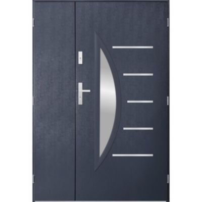Porte d'entrée double CENTORO 130x200 cm anthracite - Avec Poignée et ...