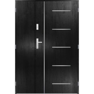 Porte d'entrée double CORTAZ 120x200 cm noir - Avec Poignée et serrure ...