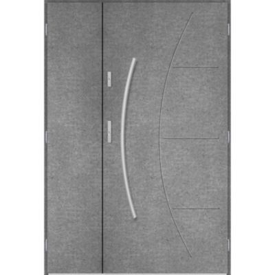 Porte d'entrée double LYNX 130 cm béton - Sans Poignée et serrure ...