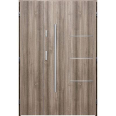 Porte d'entrée double PIRAS 120x200 cm chêne blanchi - Avec Poignée et ...