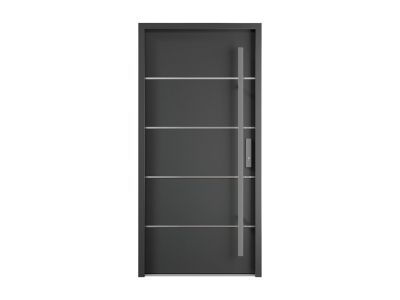 Porte d'entrée en acier pleine et inox H207 x L100 cm anthracite ...