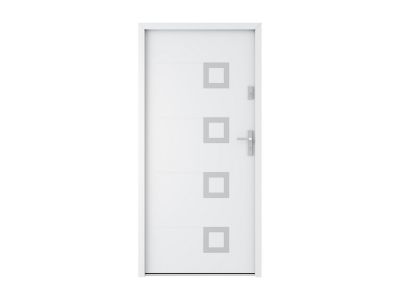 Porte d'entrée en acier pleine et inox H207 x L100 cm blanc - épaisseur ...