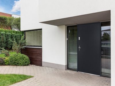 Porte d'entrée en acier pleine H207 x L100 cm anthracite - épaisseur 55 ...