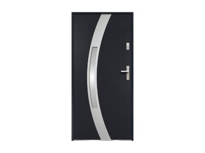 Porte d'entrée en acier vitrée avec inox H207 x L100 cm anthracite ...