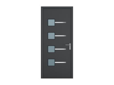 Porte d'entrée en aluminium H218 x L96 cm anthracite - épaisseur 65 mm ...