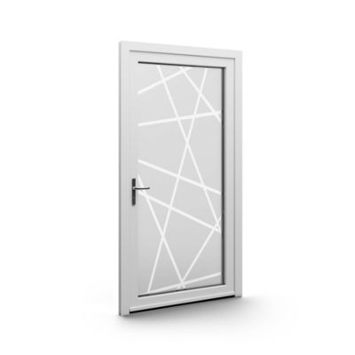 Porte d'entrée PVC blanc L 1060mm x H 2150mm ouvant gauche