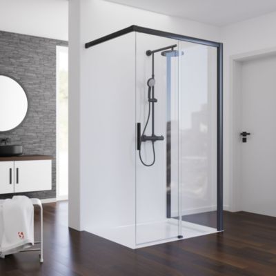 Porte de douche coulissante avec paroi latérale ouverture droite l.100 ...