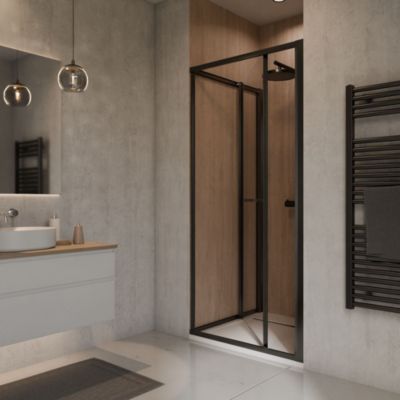 Porte de douche coulissante l.90 x H.190 cm, verre trempé transparent ...