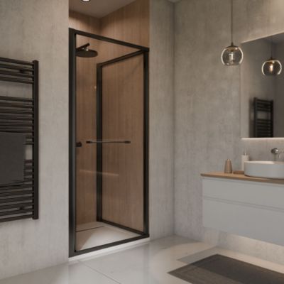 Porte de douche coulissante l.90 x H.190 cm, verre trempé transparent ...