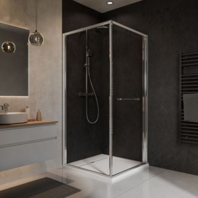 Porte de douche coulissante L.90 x l.90 x H.190 cm, verre trempé ...
