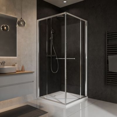 Porte de douche coulissante L.90 x l.90 x H.190 cm, verre trempé ...