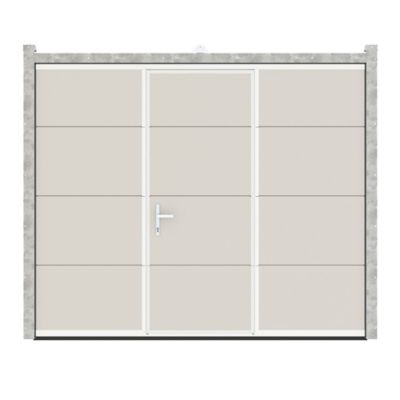 Porte de garage sectionnelle GoodHome blanc lisse avec portillon - L ...