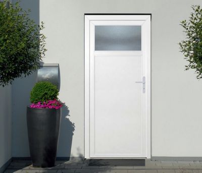 Porte de service 1/4 vitrée PVC 90 x h.205 cm poussant gauche | Castorama