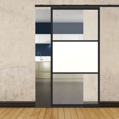 Porte simple coulissante droite H 2088 x L 1067 mm - 3 verres ...