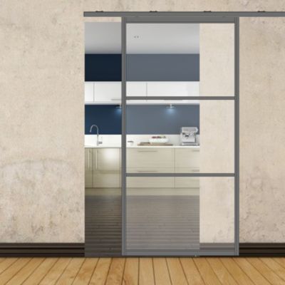 Porte simple coulissante droite H 2088 x L 1067 mm - 3 verres ...
