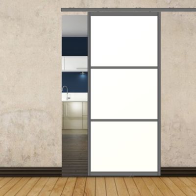 Porte simple coulissante droite H 2088 x L 967 mm - 3 verres ...