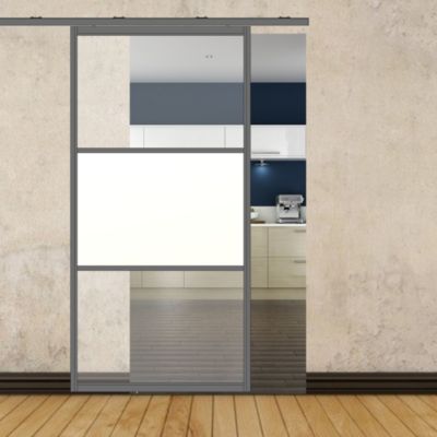 Porte simple coulissante gauche H 2088 x L 1067 mm - 3 verres ...