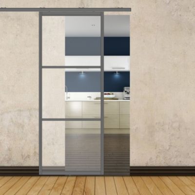 Porte simple coulissante gauche H 2088 x L 867 mm - 3 verres ...