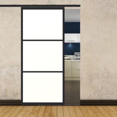 Porte simple coulissante gauche H 2088 x L 967 mm - 3 verres ...