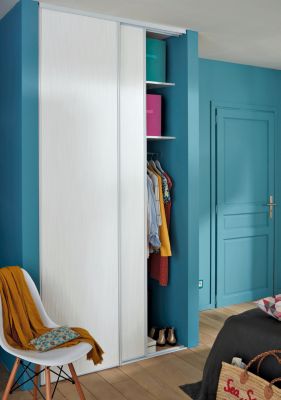 Portes de placard coulissantes blanches effet bois GoodHome Romero H ...