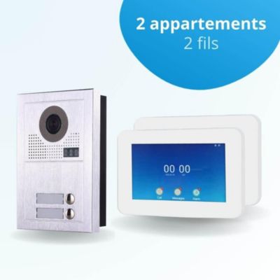 Portier interphone vidéo modern 2 fils - 2 appartements - 2 écrans ...