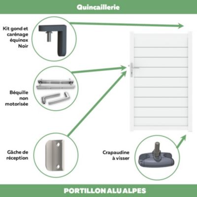 Portillon alu alpes 100x160 cm Blanc 9016 Jardimat