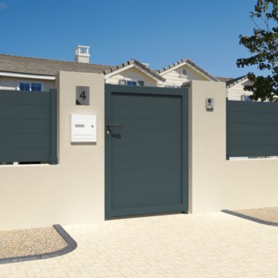 Portillon plein L 1000 x H 1414 mm (Gris anthracite RAL7016) | Castorama