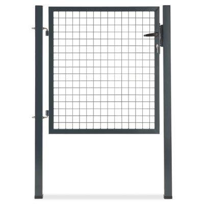 Portillon pour clôture grillagée à poteaux carrés Blooma gris 100 x h.100 cm | Castorama
