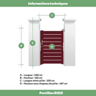 Portillon rioz 100x152 cm Rouge pourpre cm Rouge pourpre 3004 Jardimat