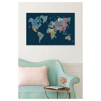 Poster intissé mappemonde BLUE WORLD 90 x 60 cm - Décoration intérieure ...