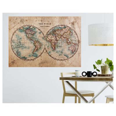 Poster intissé THE WORLD IN HEMISPHERES 140 x 95 cm - Affiche murale de ...