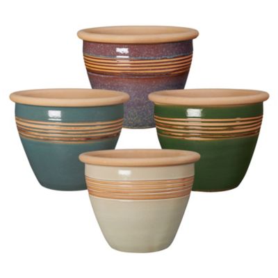 Pot Romance en terre cuite émaillée artisanale diametre 27 cm Deroma ...