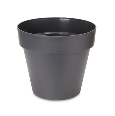 Pot rond plastique Blooma Nurgul gris foncé ø40 x h. 36 cm | Castorama