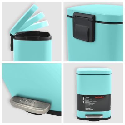 Poubelle de salle de bains 5L, bleu aqua, Spirella Akira