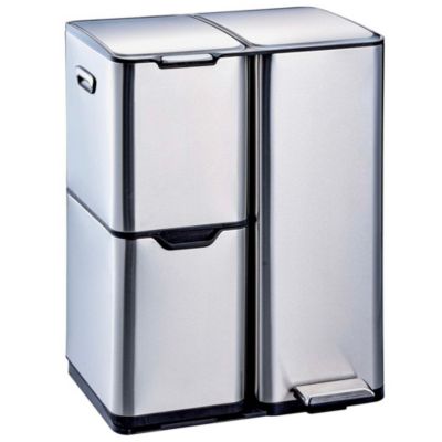 Poubelle de tri 3 compartiments Kitchen Move Haja inox 60 L | Castorama
