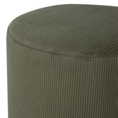 Pouf en velours côtelé vert kaki Ø33 x H.39 cm, JBY Création