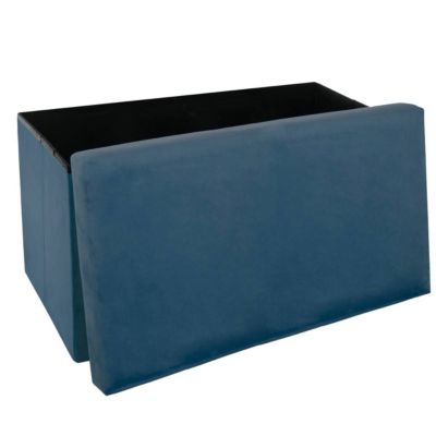 Pouf pliant double Tess bleu en velours - Atmosphera