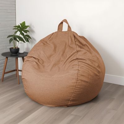 Pouf poire Géant XXL d'intérieur en tissu effet lin - 120x150 cm ...
